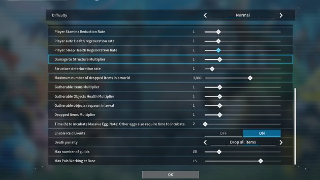Pocket Pair By default, Palworld is set to normal difficulty.